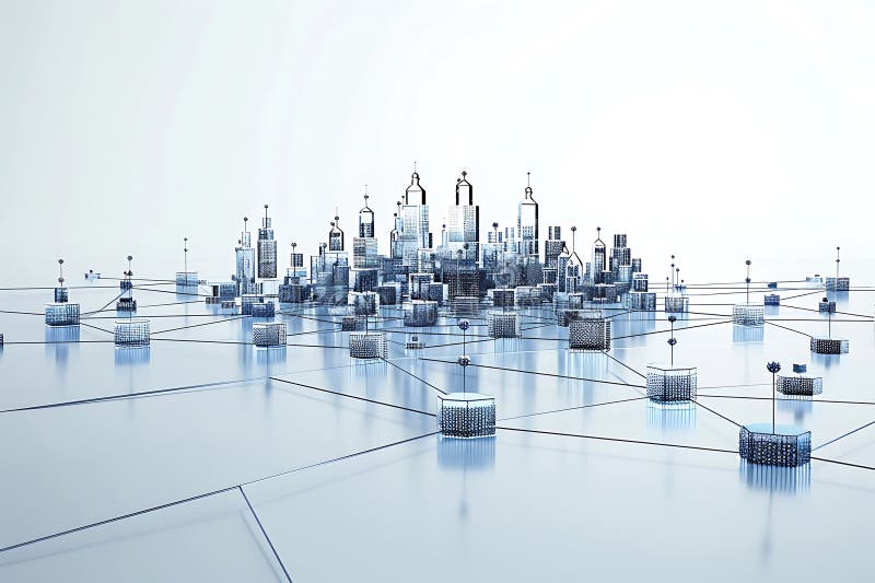 Interconnectivity Systems Powering Large Cities Stock Illustration ...