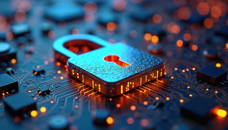 Advanced Internet Security Tech Concept. Hyperrealistic Lock Icon Sits ...
