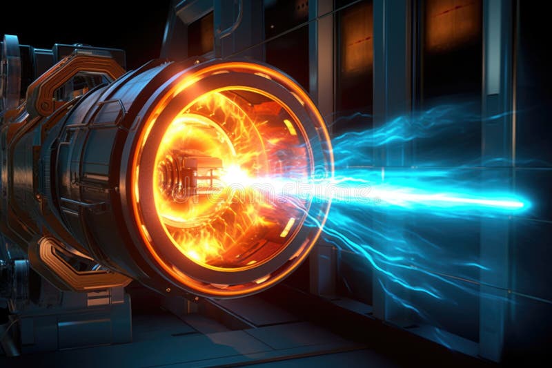 Advanced Ion Thruster Engine Glowing in Space Stock Illustration ...
