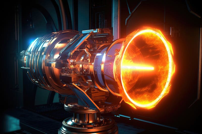 Advanced Ion Thruster Engine Glowing in Space Stock Illustration ...