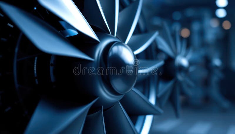 Advanced Jet Engine Detailed Close Up. Propulsion Tech Team Examining ...