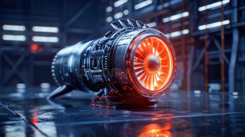 Advanced Jet Engine with Glowing Turbine. Generative Ai Stock ...