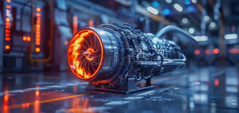 Advanced Jet Engine with Glowing Turbine. Generative Ai Stock ...