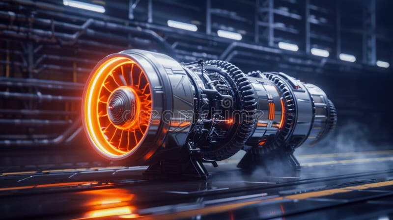 Advanced Jet Engine with Glowing Turbine. Generative Ai Stock ...