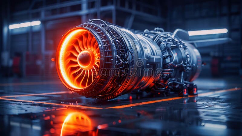 Advanced Jet Engine with Glowing Turbine. Generative Ai Stock ...