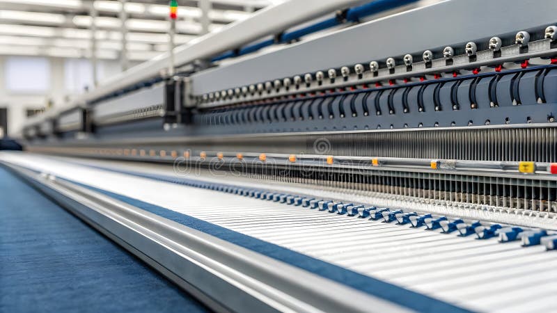 Advanced Knitting Machine Operating in Textile Factory during Daytime ...