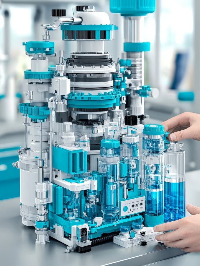 Advanced Lab Equipment Assembling Pharmaceutical Capsules in Futuristic ...