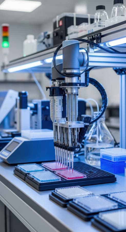 Advanced Laboratory Automation Equipment Precisely Performing Precise Liquid Handling in a ...