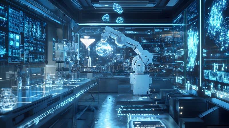 Advanced Laboratory with Cutting-Edge Holographic Tech Ai Generated Stock Illustration ...