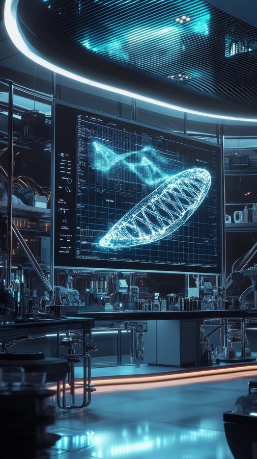 Advanced Laboratory with 3D DNA Visualization Screen Stock Photo ...