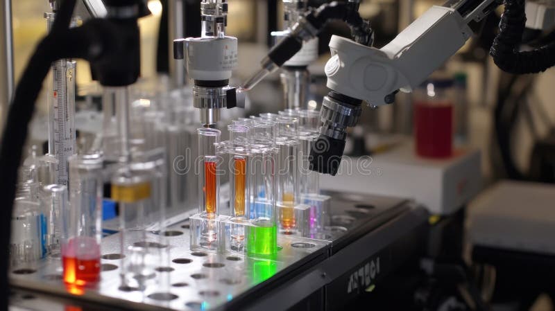 Advanced Laboratory Equipment Analyzing Colorful Samples Stock Photos ...