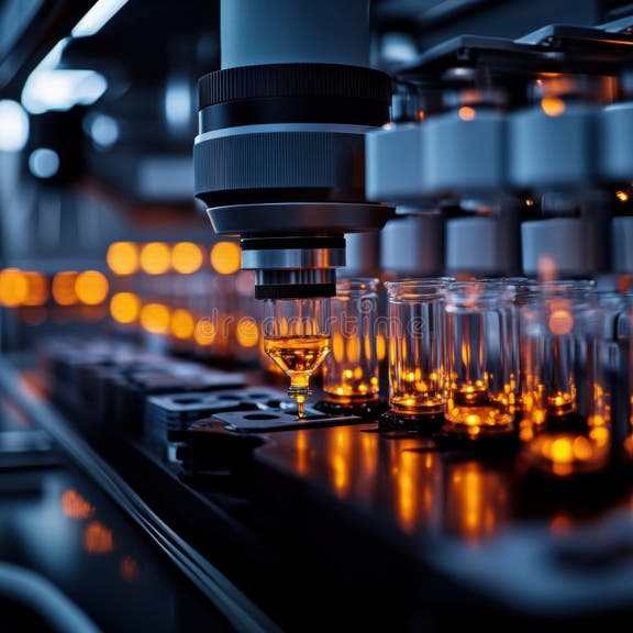 Advanced Laboratory Equipment with Microscope and Glass Vials Stock ...