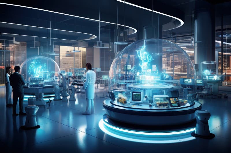 Advanced Laboratory with Futuristic Technology Showcasing Holographic ...
