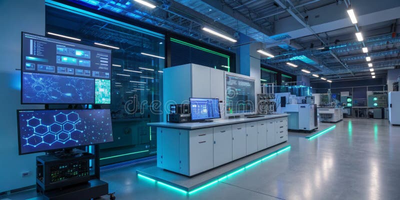 Advanced Laboratory with High-tech Equipment and Digital Displays at a ...