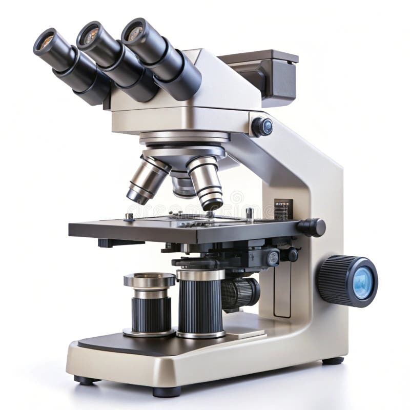 Advanced Laboratory Microscope with Multiple Lenses Isolated on White ...
