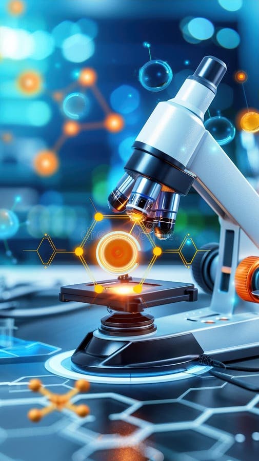 Advanced Laboratory with a Powerful Microscope Focused on High-tech ...