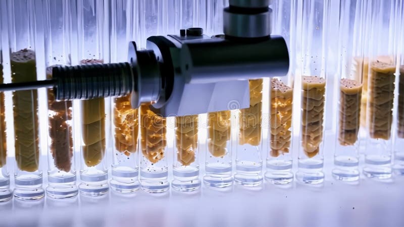 Robotic Arm Analyzing Sea Sponges in Test Tubes Stock Footage - Video ...