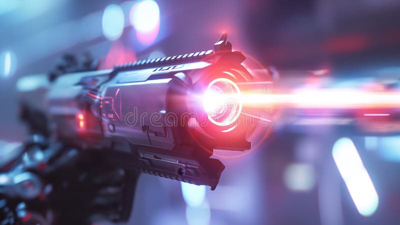 Futuristic Laser Gun in Action Stock Image - Image of power, cyberpunk ...