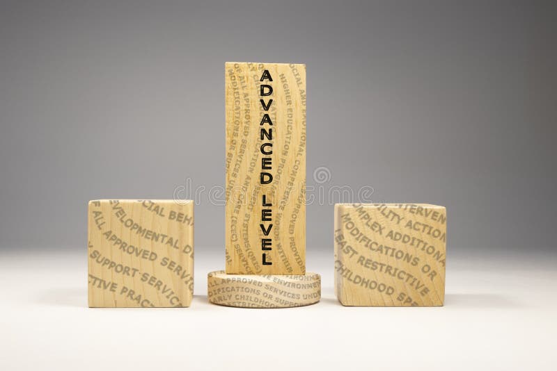 Advanced Level Written on Wooden Surface. Education and Concept Stock ...