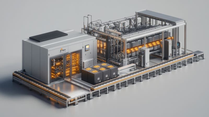 Advanced Lithium Ion Battery Production Line in Modern Facility Stock ...