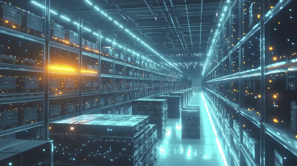 Advanced Logistic Solutions in a High-tech Warehouse Futuristic ...