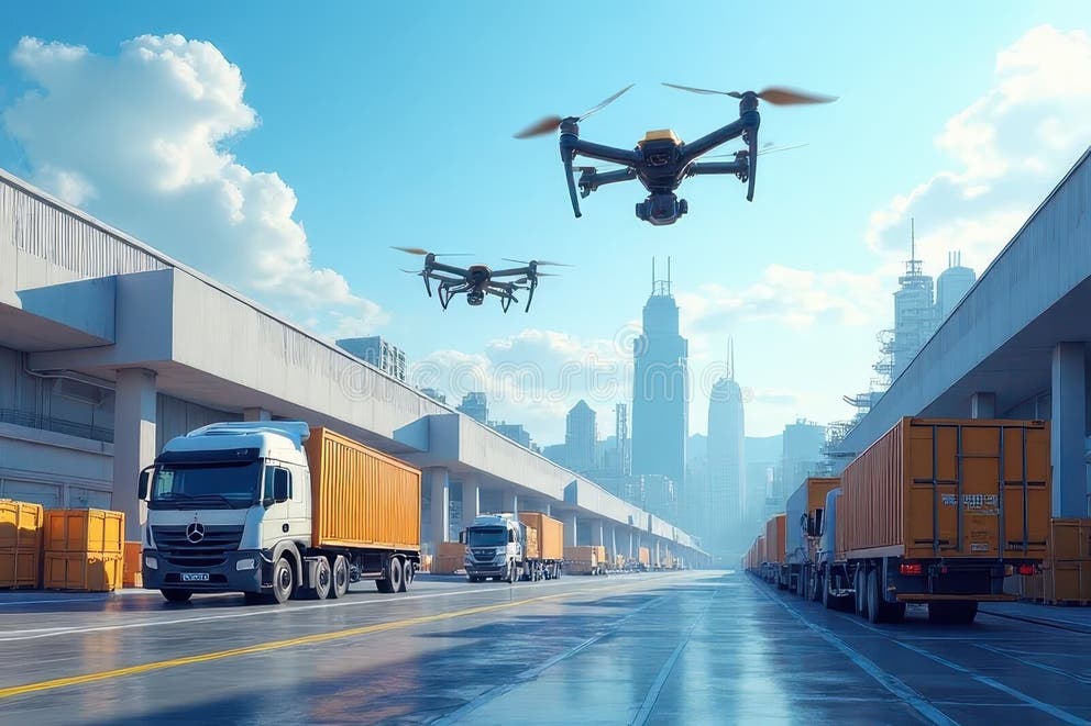 Advanced Logistics Revolution - Autonomous Supply Chain Technologies Stock Illustration ...