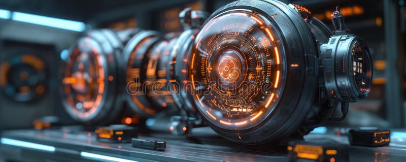 Advanced Machine with Futuristic Interfaces Stock Photo - Image of ...