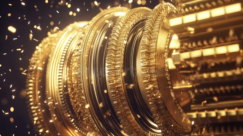 Close-up of Advanced Machinery Turning a Metal Part with Flying Sparks ...