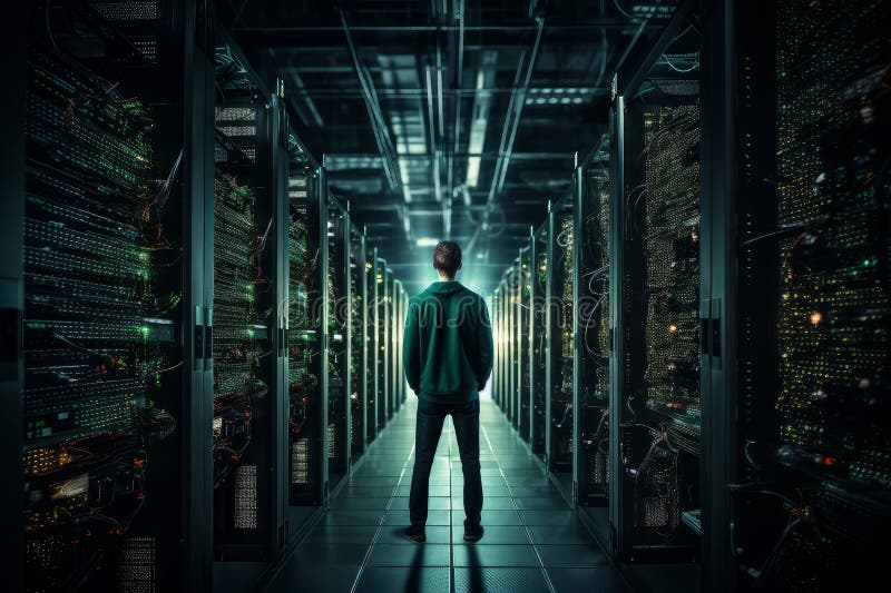Advanced Man Data Center. Generate Ai Stock Photo - Image of ...