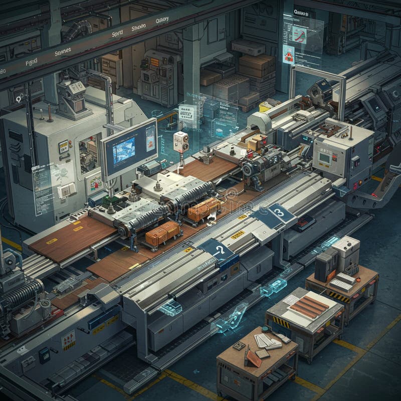 Advanced Manufacturing Facility with High-tech Machinery and Conveyor ...