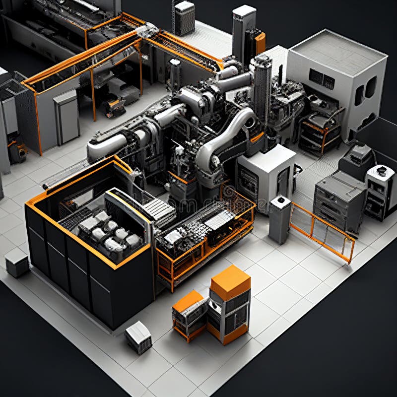 An Advanced Manufacturing Facility with Robots and Automated Machinery ...
