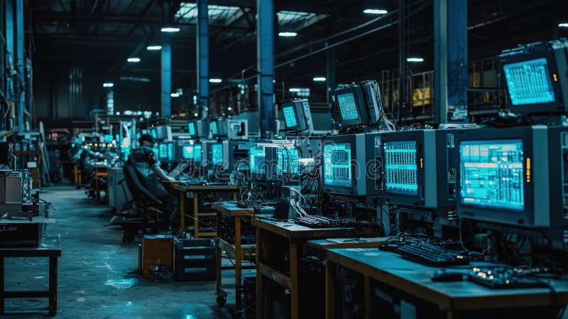 Advanced Manufacturing Facility with Screens Stock Photo - Image of ...