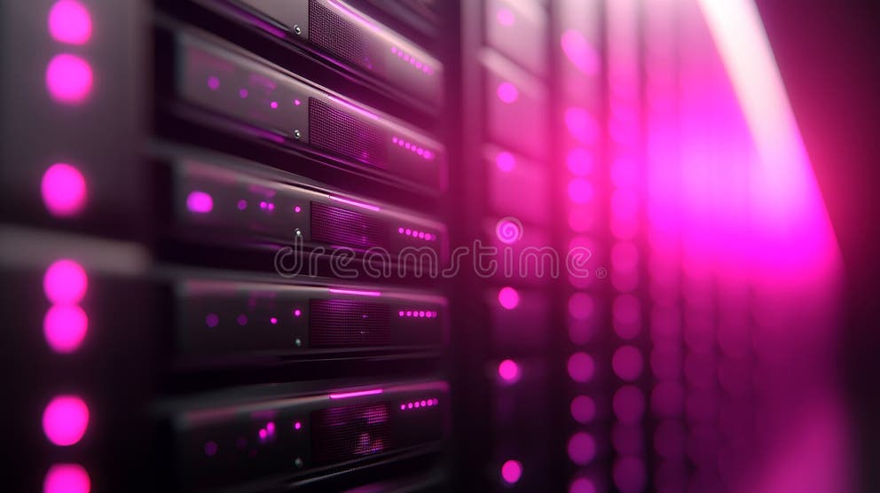Advanced Massive Supercomputer Design Illuminated by Neon Lights and ...