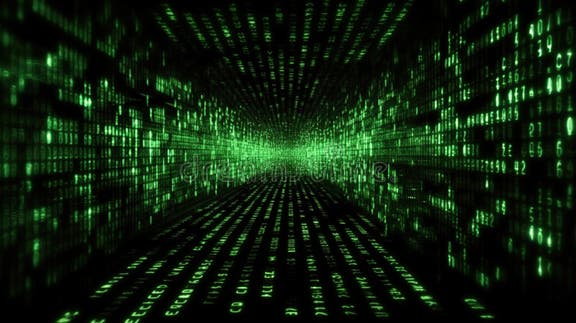 Advanced Matrix Raining Code of Aleatory Green Hacker Numbers Black ...