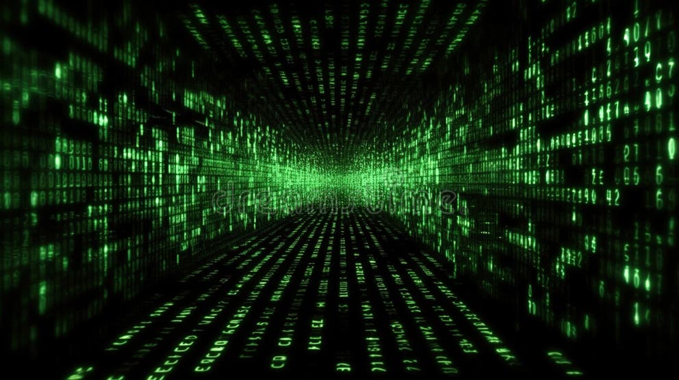 Advanced Matrix Raining Code of Aleatory Green Hacker Numbers Black ...