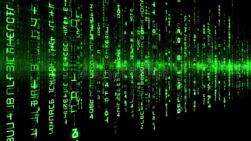 Advanced Matrix Raining Code of Aleatory Green Hacker Numbers Black ...
