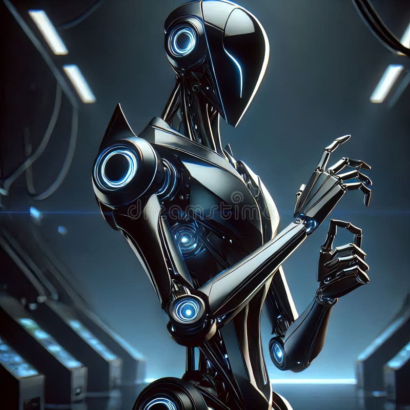 Advanced Mechanical Android with Illuminated Core Stock Illustration ...