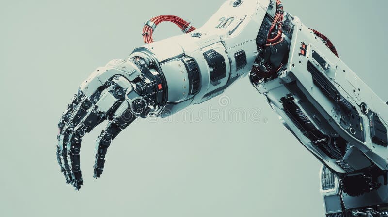 Advanced Mechanical Arm with Exposed Wires and Gears Stock Illustration ...