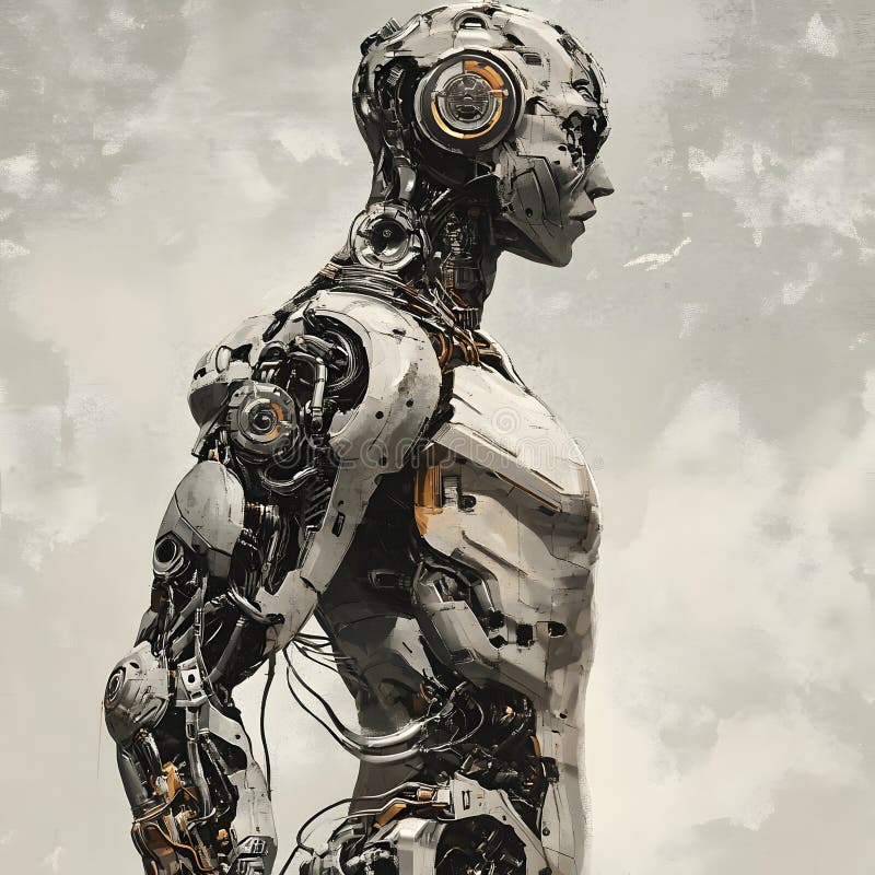 Advanced Mechanical Limbs and Glowing Circuitry Intertwine Stock Photo ...