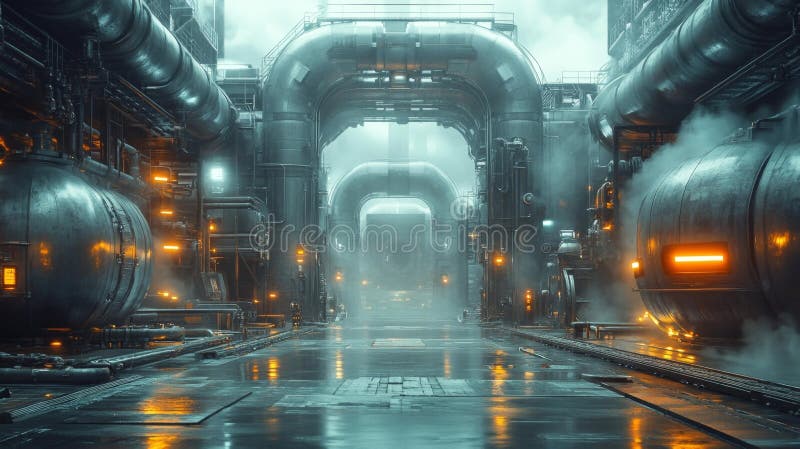 Advanced Mechanical System with Pipes and Technological Elements Stock ...