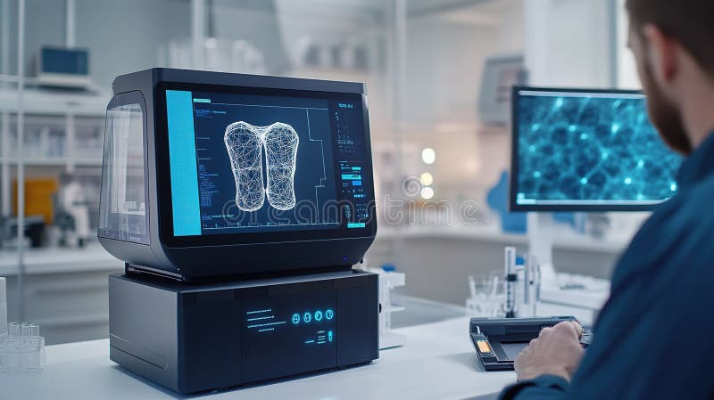 Advanced Medical Imaging Technology Displays 3D Bone Model in Research Laboratory during Daytime ...