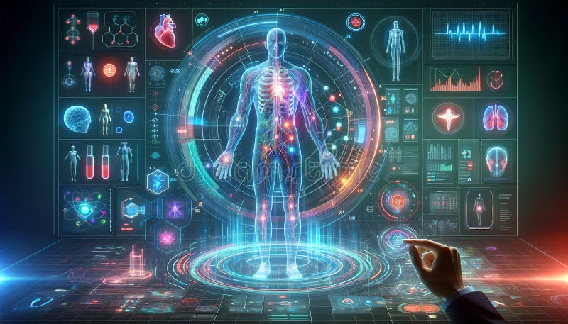 An Advanced Medical Interface Displaying a Holographic Human Body with ...
