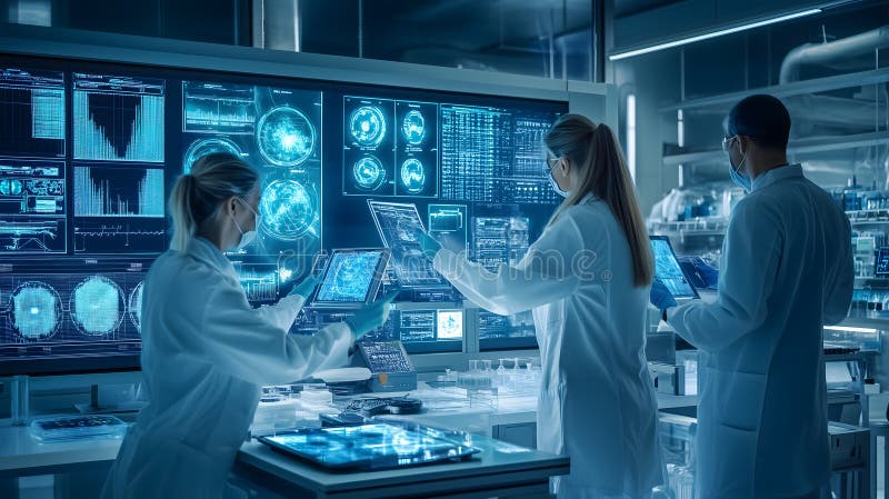 A Team of Scientists Works in a Cutting-edge Laboratory, Analyzing ...