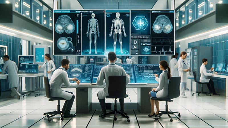 Advanced Medical Research Laboratory with Doctors Analyzing Data and ...