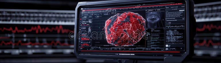 Advanced Medical Technology Displaying 3D Brain Imaging with Data ...