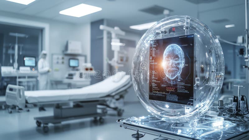 Advanced Medical Technology Glowing Privacy Shield Surrounds Human ...