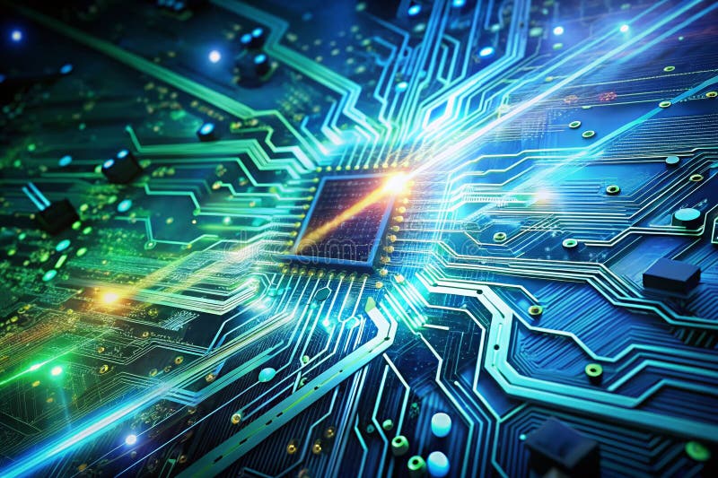 Advanced Memory Chip Technology a Double Exposure of Futuristic Circuit ...