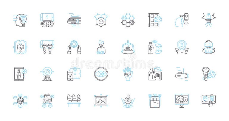 Advanced Methods Linear Icons Set. Optimization, Algorithm, Modeling, Simulation, Machine ...