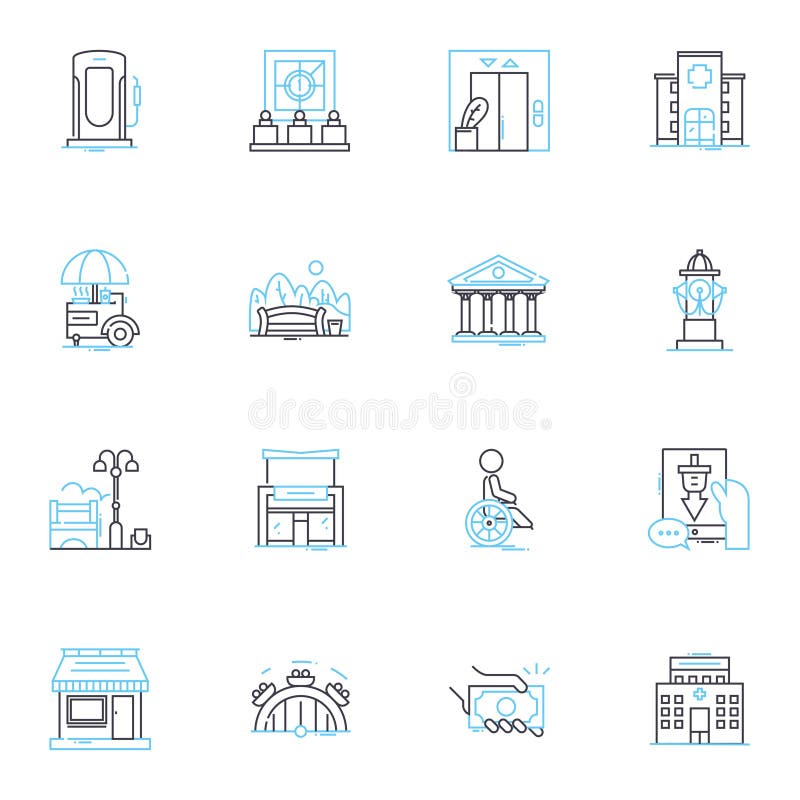 Advanced Metropolis Linear Icons Set. Sprawling, High-tech, Futuristic ...
