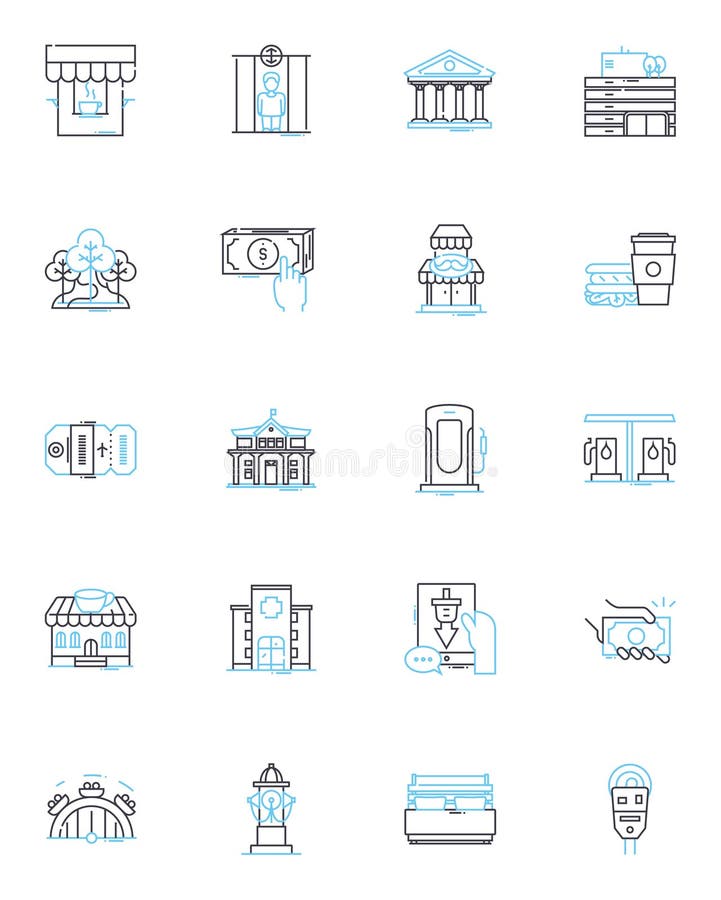 Advanced Metropolis Linear Icons Set. Sprawling, High-tech, Futuristic ...